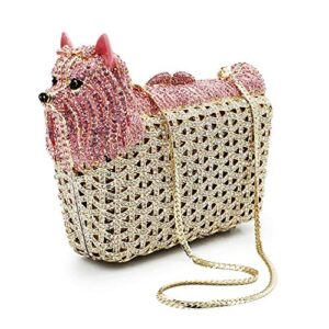 Womens Shoulder Evening-Bag Chain Wedding Luxury Ladies Clutch-Purse Diamond Handbag Horse Pink Gold