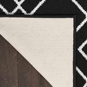 Nourison Modern Lines Modern Geometric Black 5' x 7' Area-Rug, Easy-Cleaning, Non Shedding, Bed Room, Living Room, Dining Room, Kitchen (5x7)