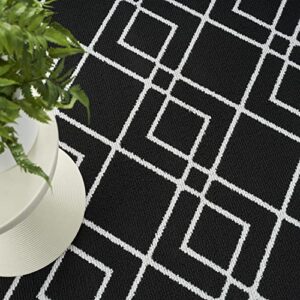 Nourison Modern Lines Modern Geometric Black 5' x 7' Area-Rug, Easy-Cleaning, Non Shedding, Bed Room, Living Room, Dining Room, Kitchen (5x7)