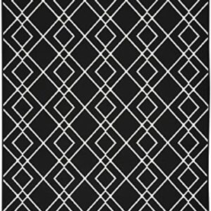 Nourison Modern Lines Modern Geometric Black 5' x 7' Area-Rug, Easy-Cleaning, Non Shedding, Bed Room, Living Room, Dining Room, Kitchen (5x7)