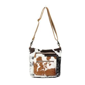 myra bag double zipper two-tone cowhide shoulder bag s-1290