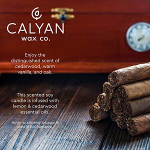 Calyan Wax Soy Wax Candle, Cedar & Tobacco Scented Candle for The Home | Premium Candle with Essential Oils | 7.2 oz 57 Hour Burn | Soy Candle in Amber Glass Jar | Aromatherapy, Gift