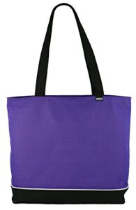 shoulder tote bag with zipper, purple