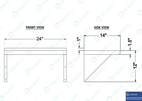 AmGood 14" X 24" Stainless Steel Wall Shelf | Metal Shelving | Garage, Laundry, Storage, Utility Room | Restaurant, Kitchen | Food Prep | NSF Certified