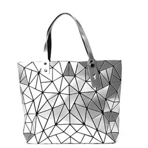 geometric lattice top-handle handbag for women matte tote purse handbags geometry shoulder bag (4-4)