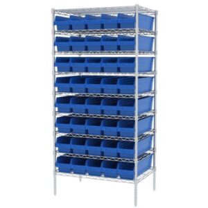 Akro-Mils 30094 Plastic Nesting ShelfMax Storage Bin Box, (24-Inch x 6-Inch x 6-Inch), Blue, (10-Pack)