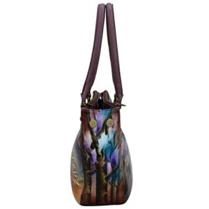 Anuschka Women's Genuine Leather Triple Compartment Medium Tote | Hand Painted Original Artwork | Free Spirit