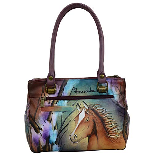 Anuschka Women's Genuine Leather Triple Compartment Medium Tote | Hand Painted Original Artwork | Free Spirit