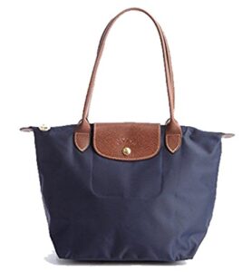 longchamp le pliage nylon medium shoulder tote in navy blue (navy blue)