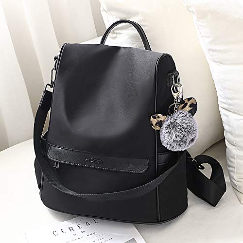 Sivim Women Backpack Purse Anti-theft Waterproof Nylon Fashion Lightweight Travel Shoulder Bag(Black) Medium