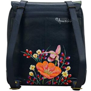 Anuschka Women's Genuine Leather Large Convertible Flap Backpack - Hand Painted Original Artwork - Moonlit Meadow