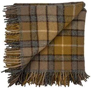 prince of scots highland tartan tweed 100% pure new wool fluffy throw (natural buchanan)