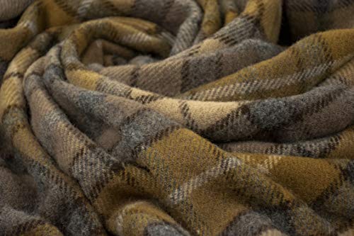 Prince of Scots Highland Tartan Tweed 100% Pure New Wool Fluffy Throw (Natural Buchanan)