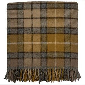 Prince of Scots Highland Tartan Tweed 100% Pure New Wool Fluffy Throw (Natural Buchanan)