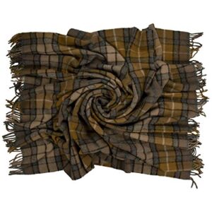 Prince of Scots Highland Tartan Tweed 100% Pure New Wool Fluffy Throw (Natural Buchanan)