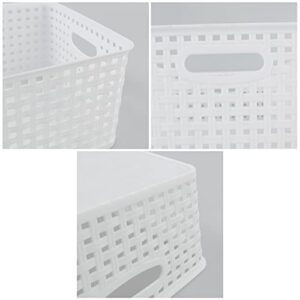 Idomy 4-Pack Plastic Storage Baskets, White