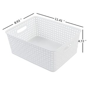 Idomy 4-Pack Plastic Storage Baskets, White