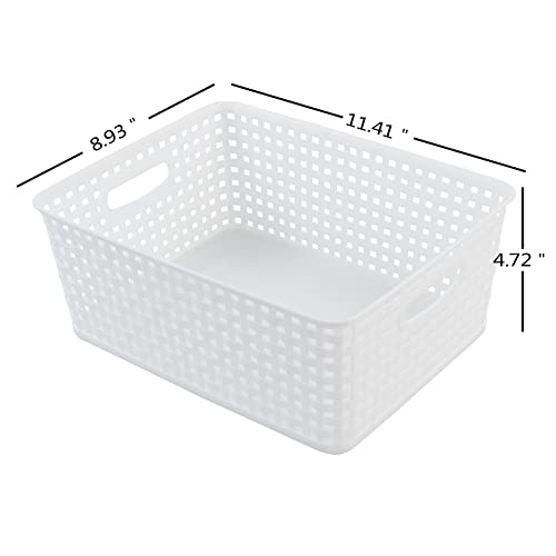 Idomy 4-Pack Plastic Storage Baskets, White