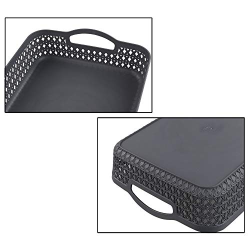 Morcte Large Plastic Storage Tray Basket, Desktop Bins Organizer (Grey, Set of 6)