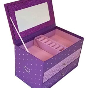 Jewelry Box for Girls - Pink and Purple Sparkles with Hearts and Pink Trim (Purple Sparkle)