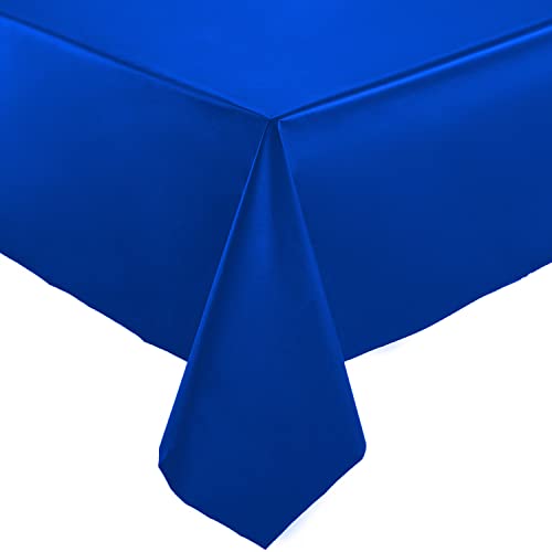 Blue Standard Disposable Plastic Party Tablecloth [12-Pack] 54 x 108” Rectangle Table Cover For Indoor & Outdoor Use By Zimpleware