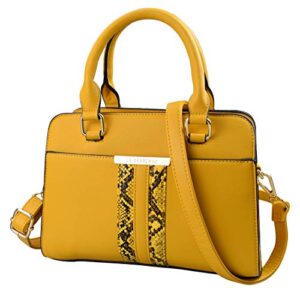 snakeskin print handbag purses for women top handle satchel shoulder bags work tote small leather crossbody bag yellow