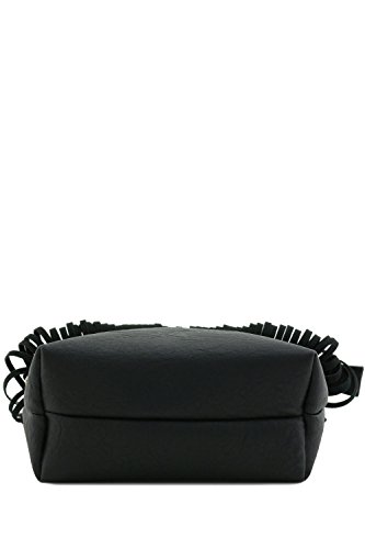 FashionPuzzle Small Fringe Crossbody Bag with Wrist Strap (Black)