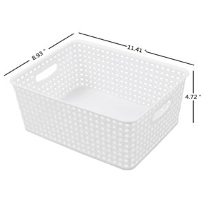 Lesbin 4-Pack White Plastic Organizer Basket, Woven Storage Bins