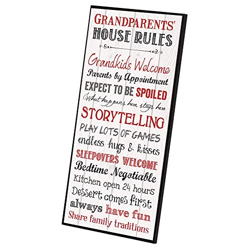 P. Graham Dunn Grandparents House Rules Decorative Wall Art Sign Plaque, 12 x 6 White Mounted Print