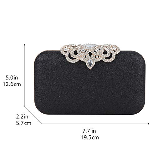 Fawziya Bling Clutch Crown Evening Clutches For Wedding And Party-Black