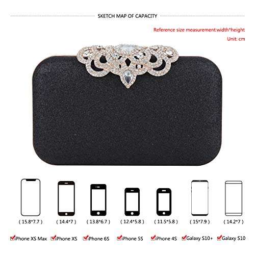 Fawziya Bling Clutch Crown Evening Clutches For Wedding And Party-Black