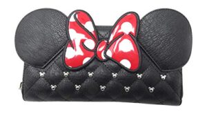 loungefly x minnie bow wallet wdwa0564, black, standard