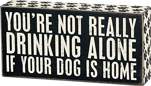 Primitives by Kathy Paw-Print Trimmed Box Sign, 8" x 4", Black and White