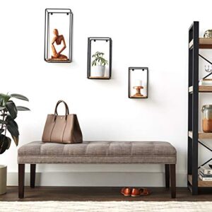 Bloomingville Set of 3 Metal & Mango Wood Wall Shelves, Black