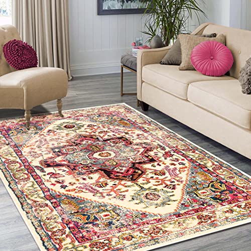 SUPERIOR Distressed Jasmira Area Rug, 5' x 8', Cream