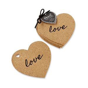 kate aspen heart cork coasters, set of 4