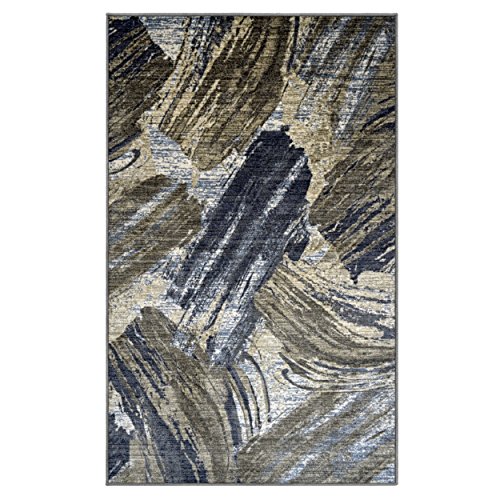 SUPERIOR Glenbrook Modern Abstract Non-Slip Indoor Area Rug with Foam Backing, 5' x 8', Brown-Beige