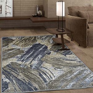 SUPERIOR Glenbrook Modern Abstract Non-Slip Indoor Area Rug with Foam Backing, 5' x 8', Brown-Beige