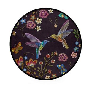 agona area rug beautiful hummingbirds exotic flowers round rugs non slip soft circle floor mat carpets for bedroom kids rooms living room playroom 3 feet