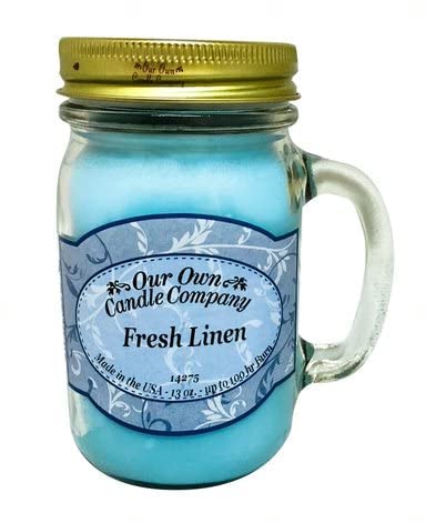 Our Own Candle Company Fresh Linen Scented 13 Ounce Mason Jar Candle