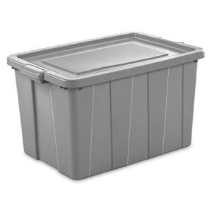 sterilite 16796a04 tuff1 30 gallon plastic stackable temperature & impact resistant basement/garage/attic storage tote container bin with lid, gray