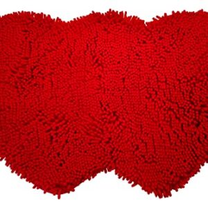 YX-Yami Chenille Double Heart Rugs,Super Soft Anti-Skid Area Rugs Carpet, Bathroom, Bedroom, Stairs and New Home Floor Decorations (Red)