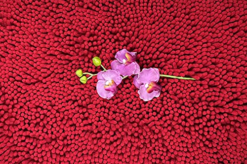 YX-Yami Chenille Double Heart Rugs,Super Soft Anti-Skid Area Rugs Carpet, Bathroom, Bedroom, Stairs and New Home Floor Decorations (Red)