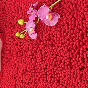 YX-Yami Chenille Double Heart Rugs,Super Soft Anti-Skid Area Rugs Carpet, Bathroom, Bedroom, Stairs and New Home Floor Decorations (Red)