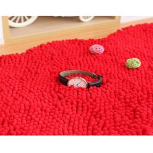 YX-Yami Chenille Double Heart Rugs,Super Soft Anti-Skid Area Rugs Carpet, Bathroom, Bedroom, Stairs and New Home Floor Decorations (Red)