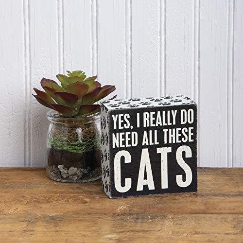 Primitives by Kathy Word Box Sign, 4" Square, Yes, Cats