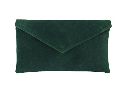 LONI Womens Neat Envelope Faux Suede Clutch Bag/Shoulder Bag