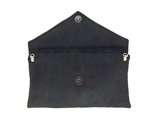 LONI Womens Neat Envelope Faux Suede Clutch Bag/Shoulder Bag