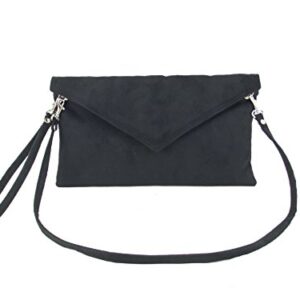 LONI Womens Neat Envelope Faux Suede Clutch Bag/Shoulder Bag