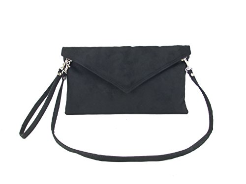 LONI Womens Neat Envelope Faux Suede Clutch Bag/Shoulder Bag